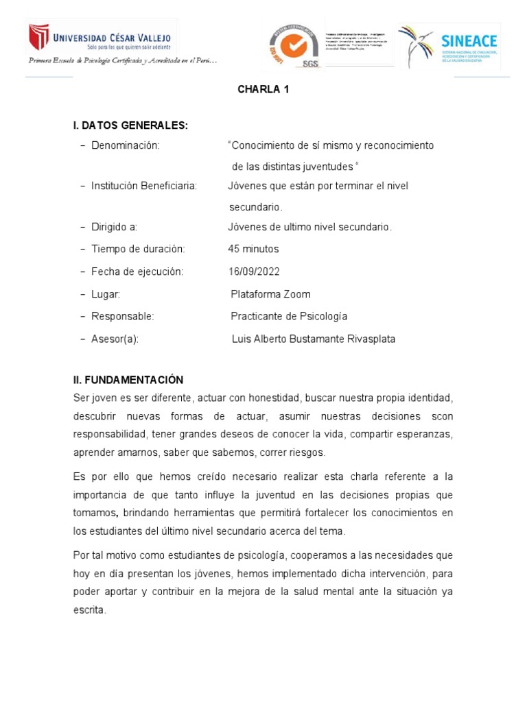Charla 1 | PDF | Sicología | Conceptos psicologicos