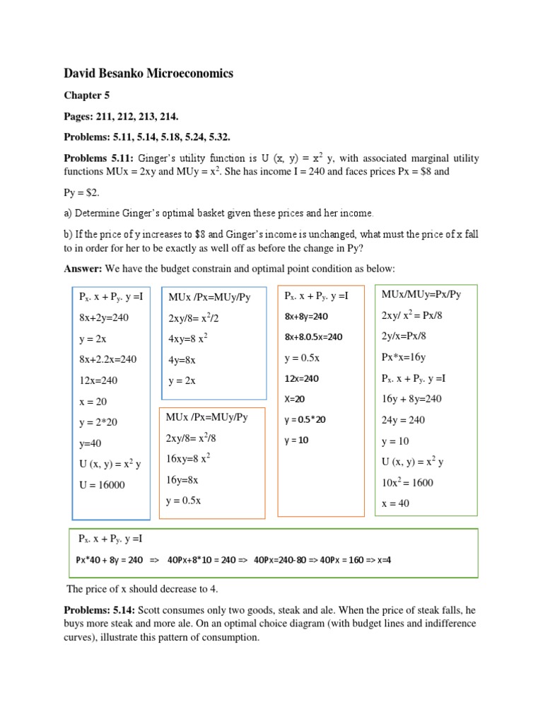 Chapter 5, David Besanko Microeconomics. Assignment2.Kobra | PDF ...
