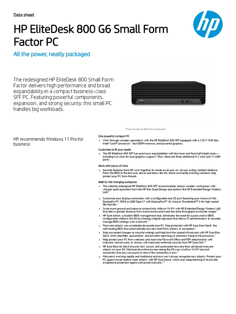HP Elitedesk 800 G6 Small Form Factor PC: All The Power, Neatly ...