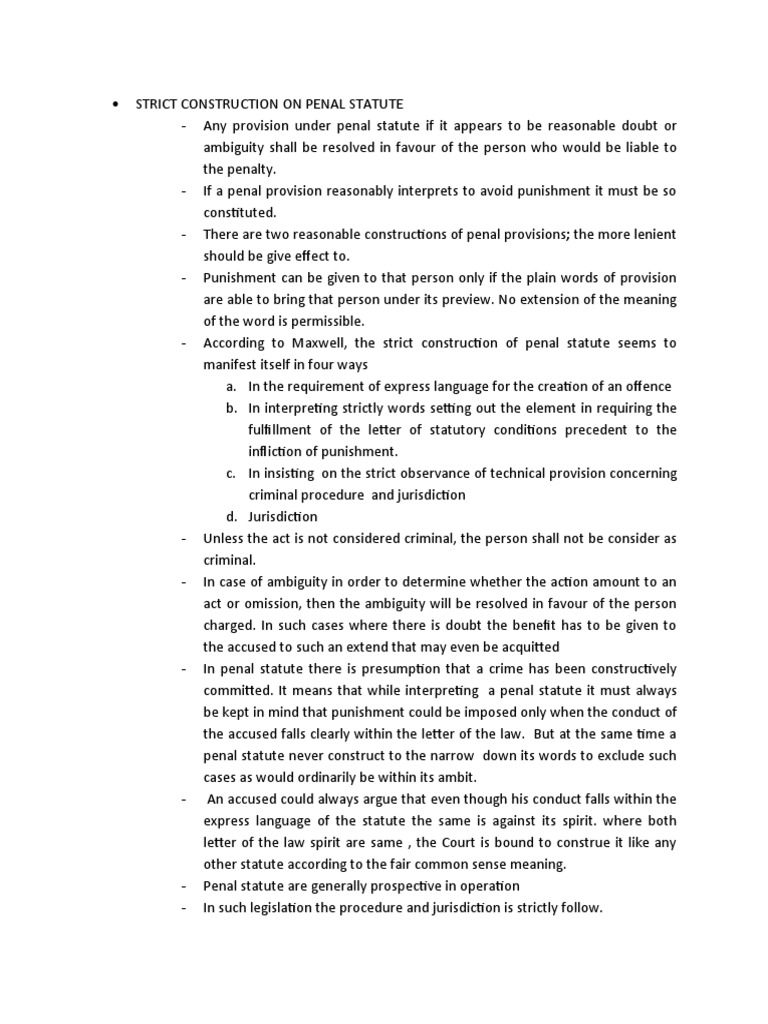 Interpretation of Statute Notes | PDF