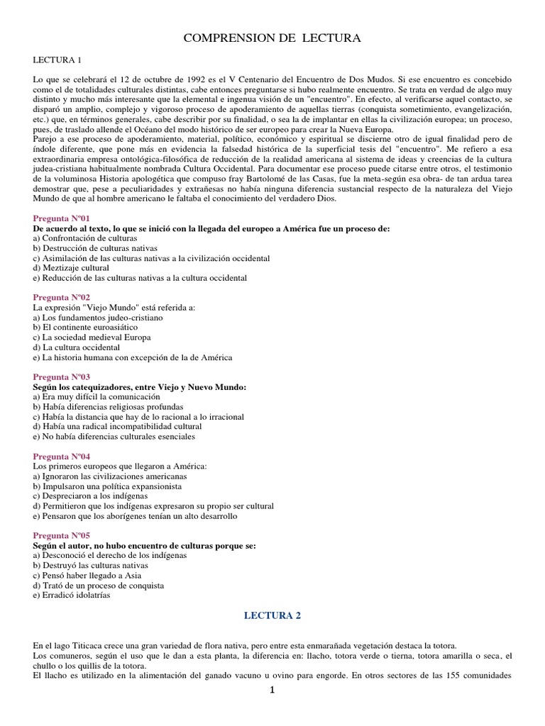 Comprension de Lect - Alumno | PDF