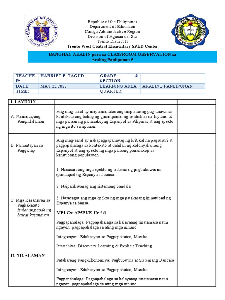 Co Lesson Plan Arpan Quarter 2 - Maam Harriet | PDF