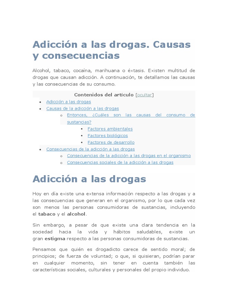 Las Drogas | PDF | La dependencia de sustancias | Sicología
