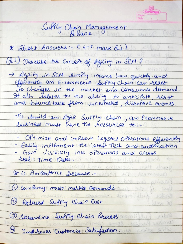 SCM Short Answers | PDF