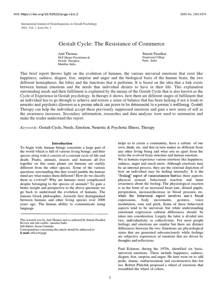 Gestalt Cycle: Understanding Experience Blocks | PDF | Psychosis | Emotions