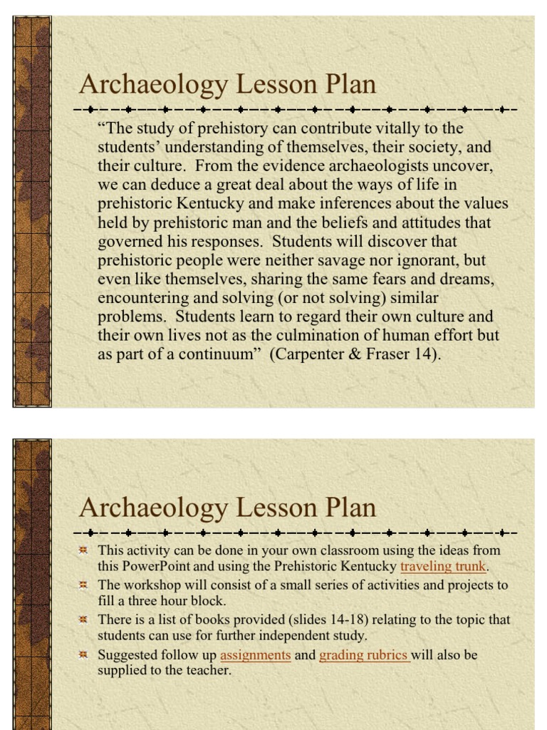 Archaeology Lesson Plan | PDF | Archaeology | Pottery