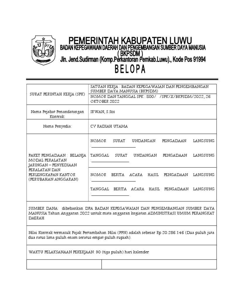 SPK Ssuk SSKK | PDF | Bisnis