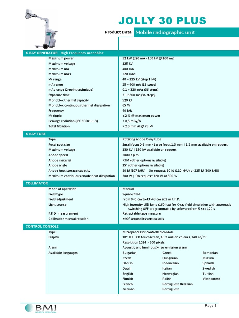 Jolly 30 Plus Mobile X-Ray Unit Manual | PDF | Technology & Engineering