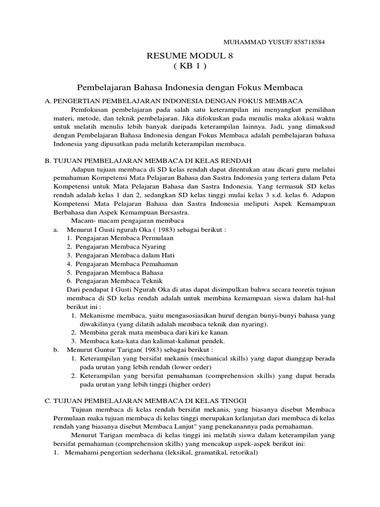 RESUME MODUL 8 - Bhs Indonesia | PDF
