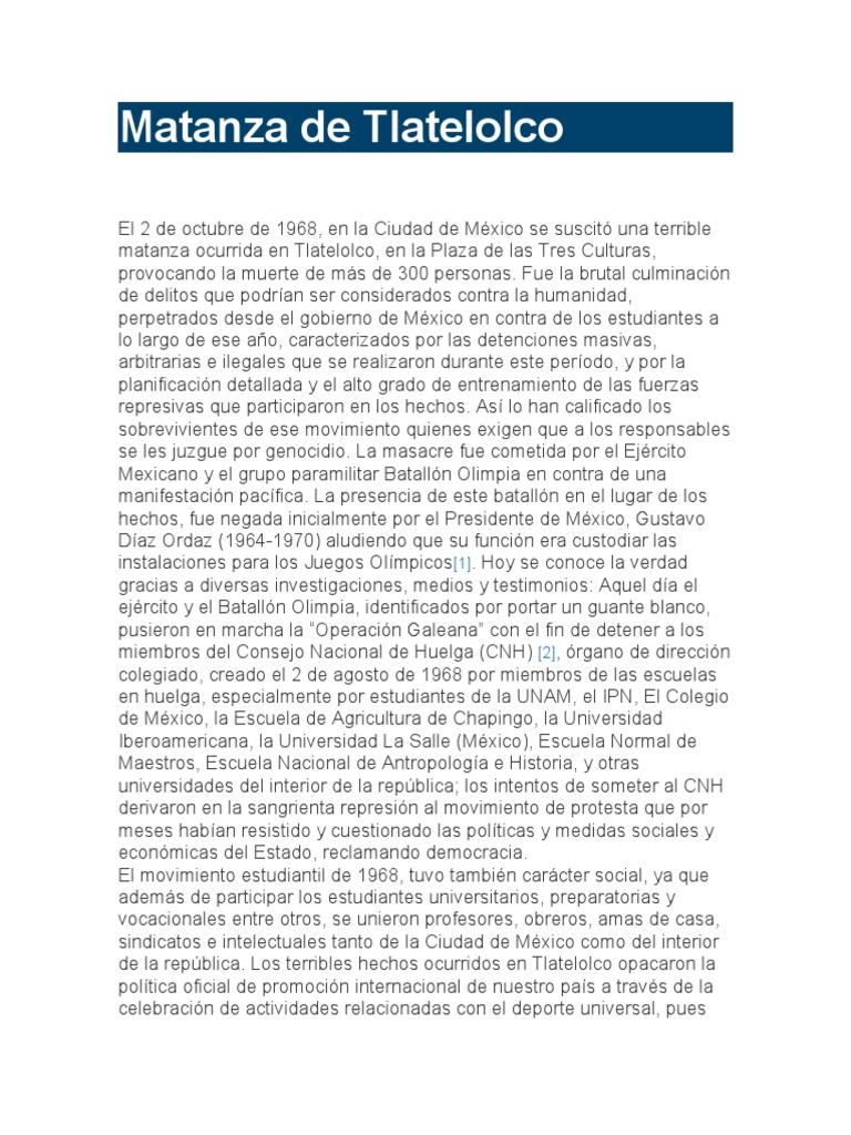 Matanza de Tlatelolco | PDF