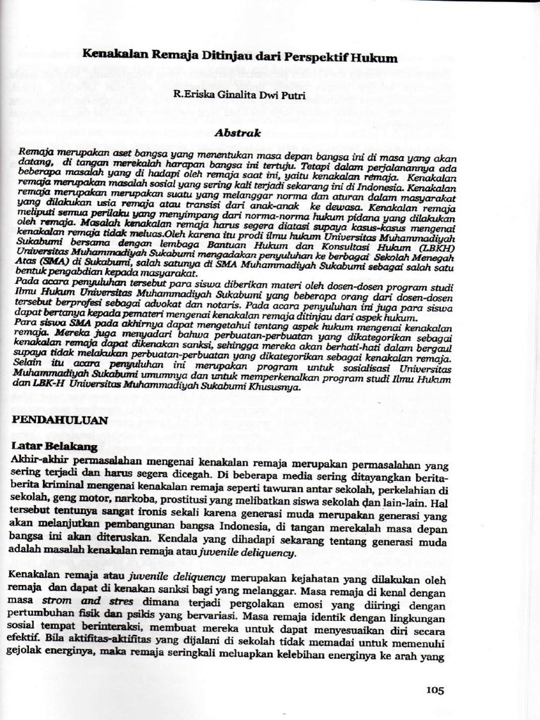 Kenakalan Remaja dan Hukum di Indonesia | PDF