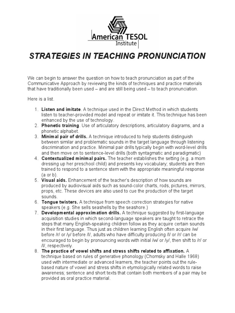 Strategies in Teaching Pronunciation | PDF
