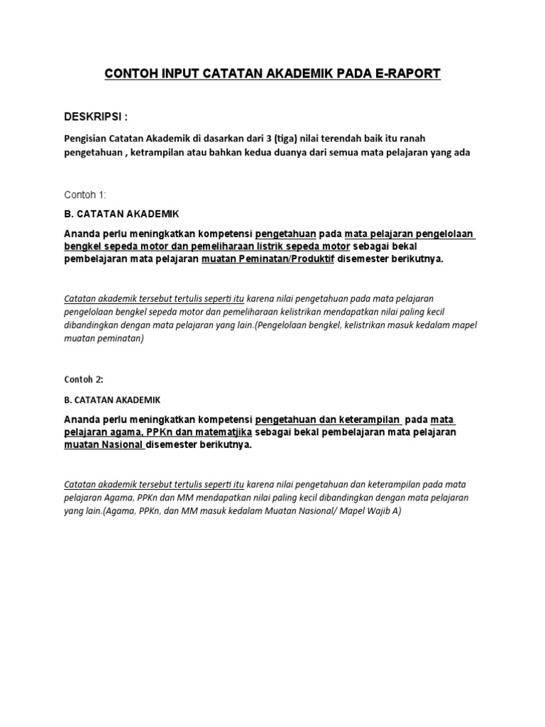 Contoh Input Catatan Akademik | PDF