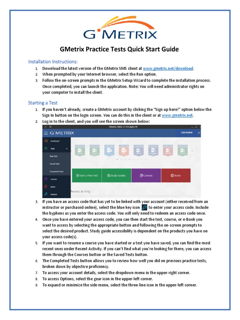 GMetrix Setup & Test Guide | PDF | Operating System | Microsoft Windows