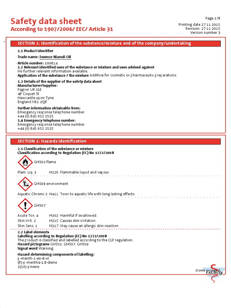 59 - (GB), Saftey Data Sheet | PDF | Dangerous Goods | Toxicity