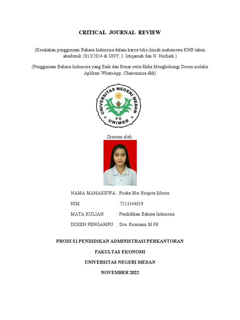 Contoh CJR untuk Pendidikan Bahasa Indonesia | PDF