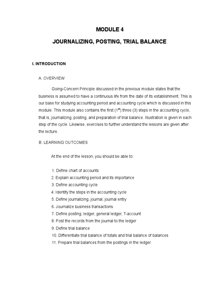 Journalizing, Posting & Trial Balance Explained | PDF | Debits And ...
