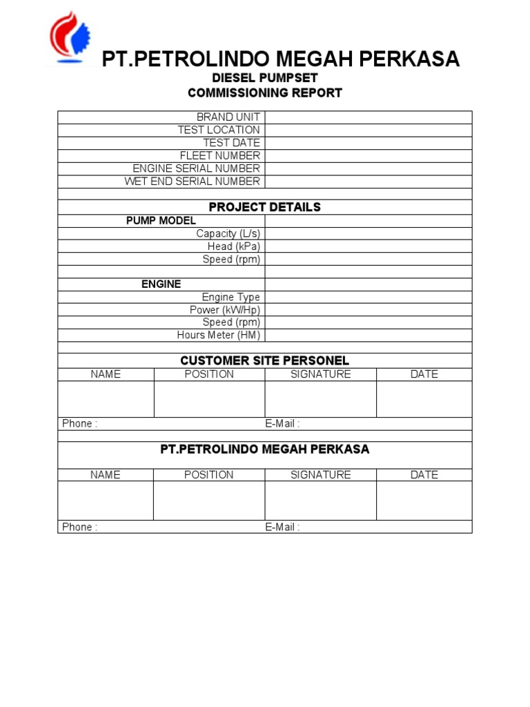 FORM Comissioning Form | Download Free PDF | Pump | Engines