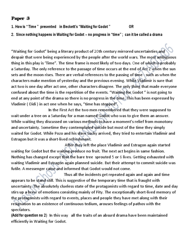 Analysis of Time in Beckett's Waiting for Godot (39 | PDF