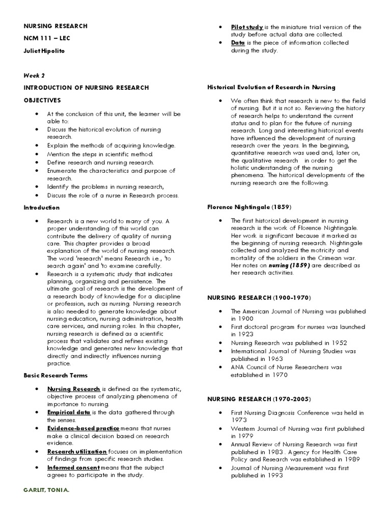 NCM 111 Lec Fri | PDF | Scientific Method | Quantitative Research