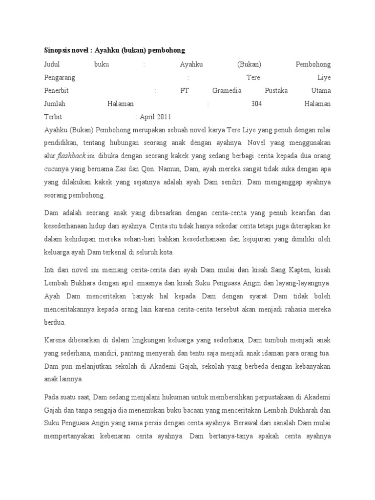 Intertekstual Sinopsis Novel Ayahku Bukan Pembohong Dan Big Fish | PDF