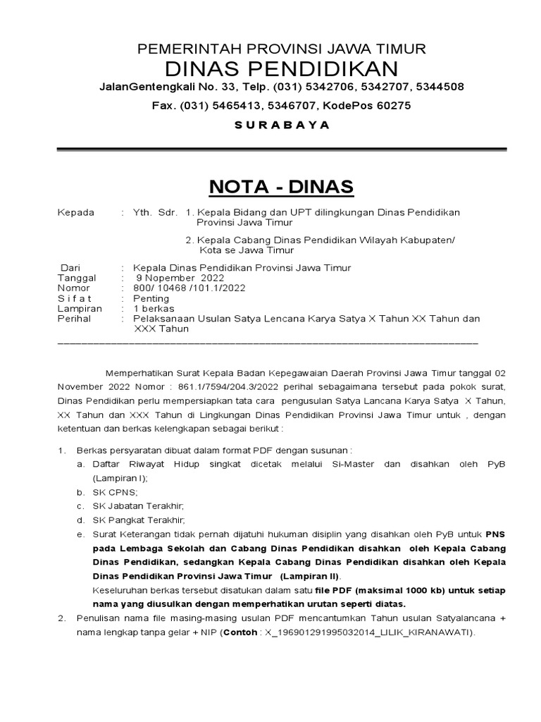 NOTA DINAS SATYA TH. 2022 NOPEMBER 2022 - Sign - Sign | PDF