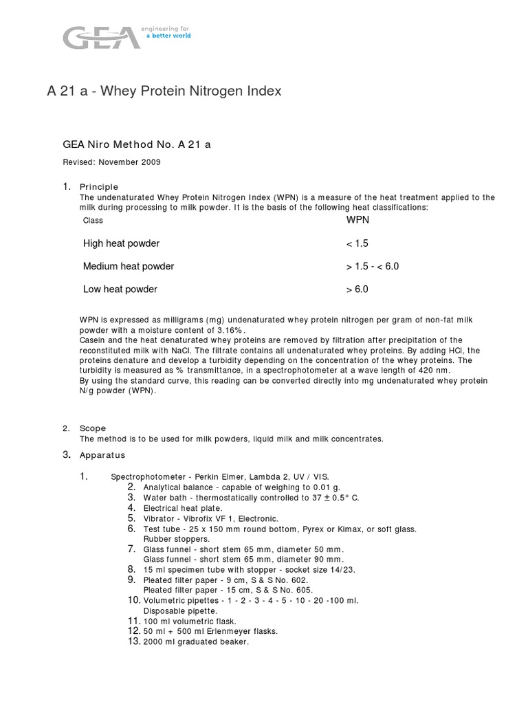 A 21 A - Whey Protein Nitrogen Index - tcm11-30931 | PDF | Errors And ...