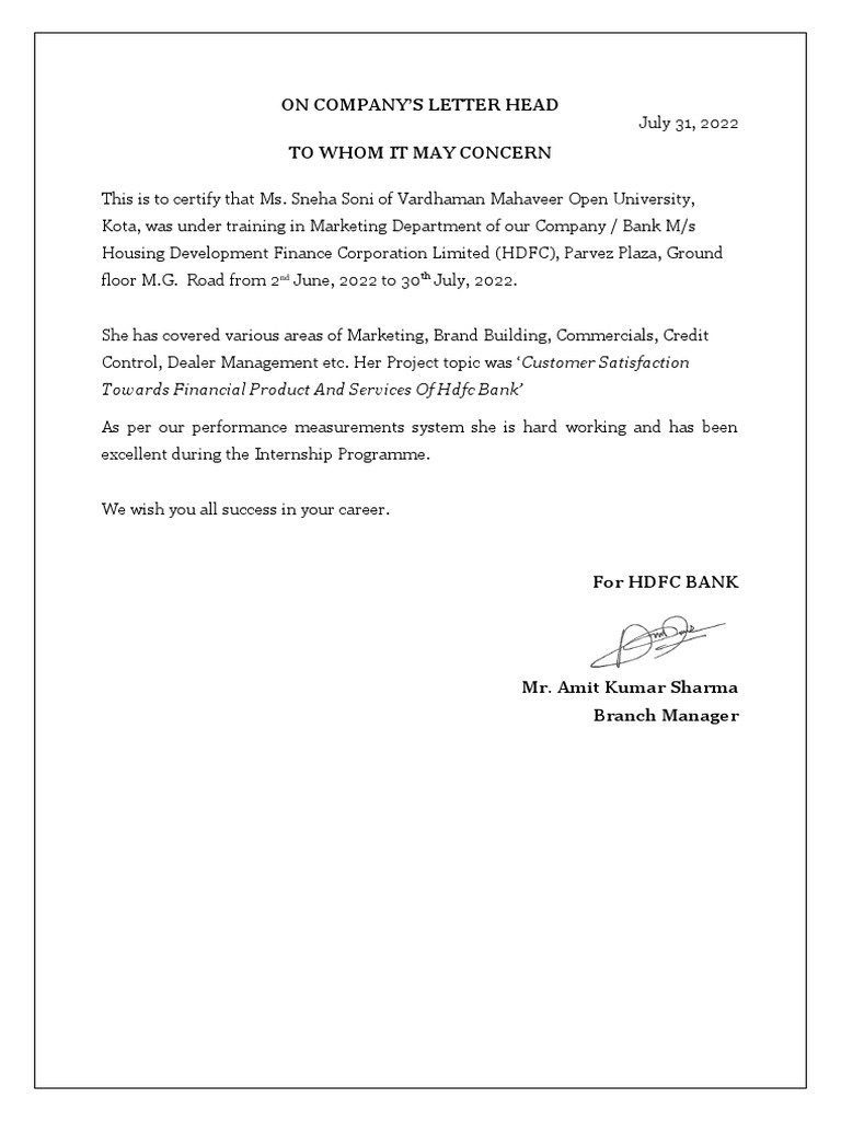 HDFC Certificate | PDF