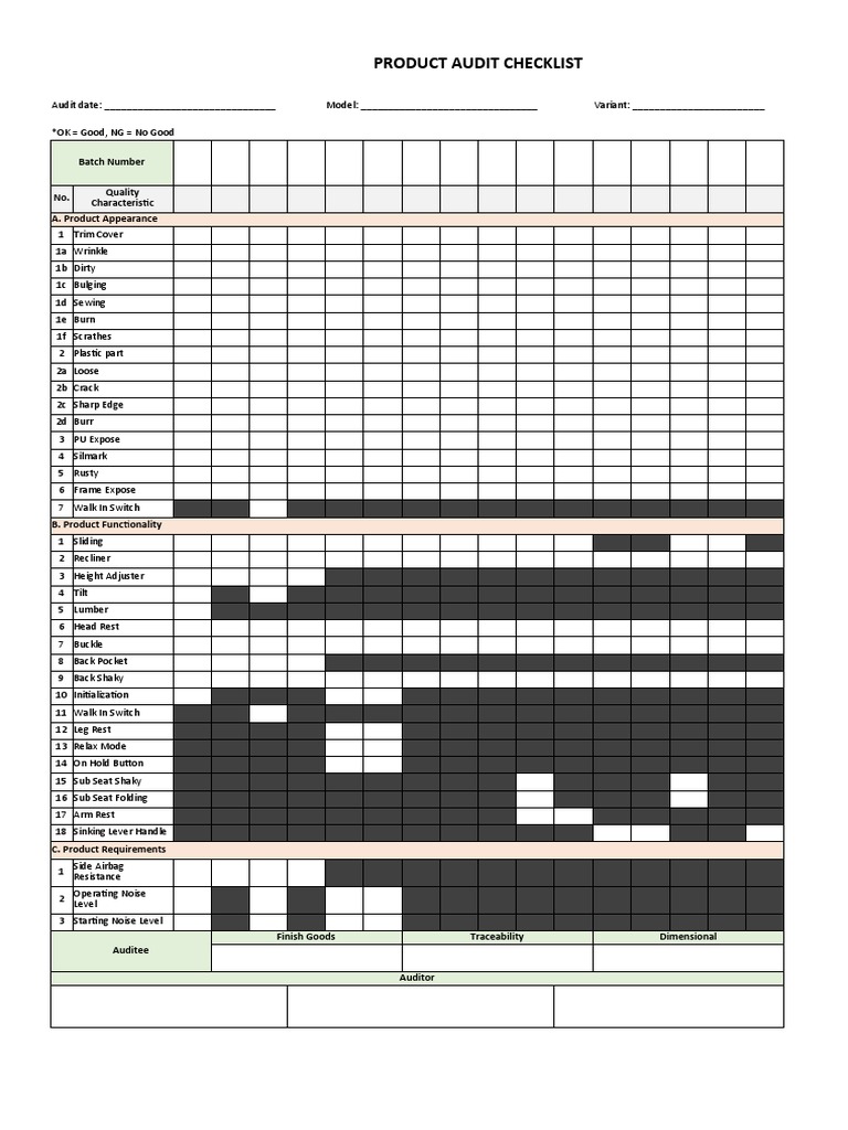 Product Audit Checklist Template | PDF