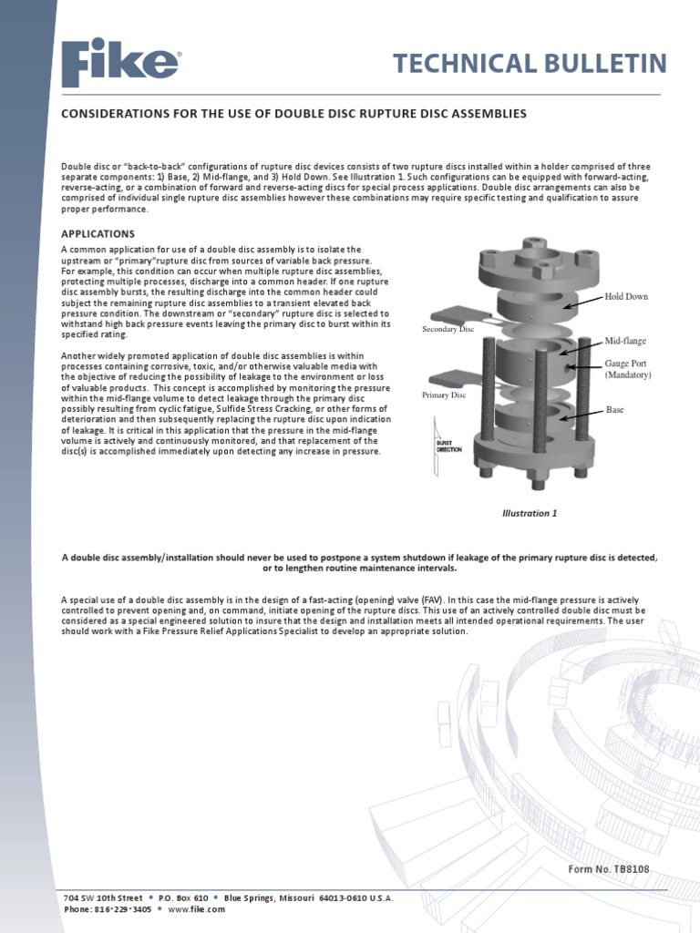 TB8108 Double Disc Rupture Disc Assemblies | PDF | Liquids | Materials