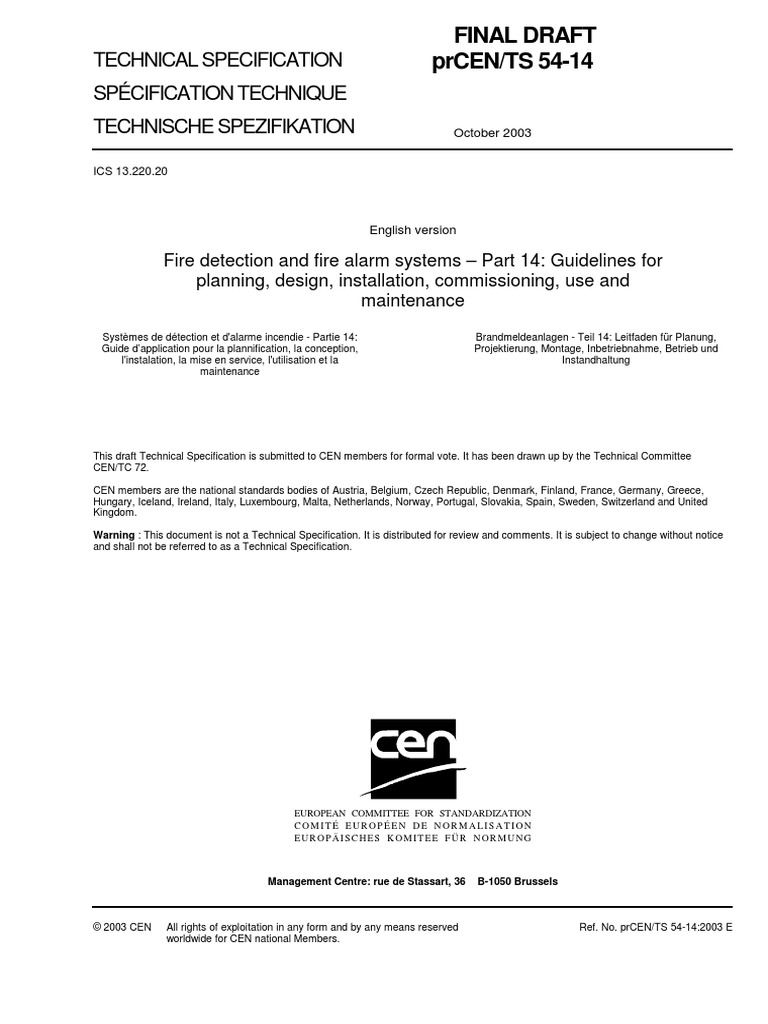 EN 54-14 2004 PR | PDF | Firefighter | Verification And Validation