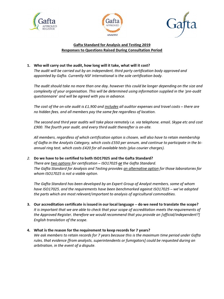 GAFTA and NSF Association | PDF