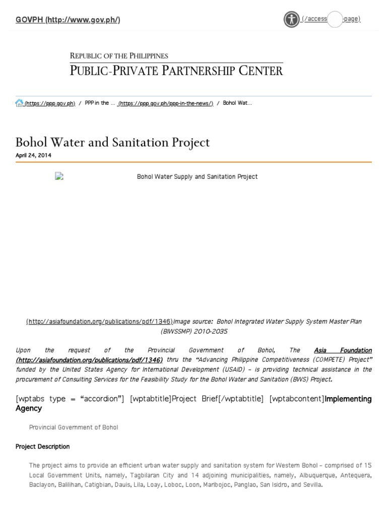 Bohol Water and Sanitation Project - PPP Center | PDF | Public–Private ...
