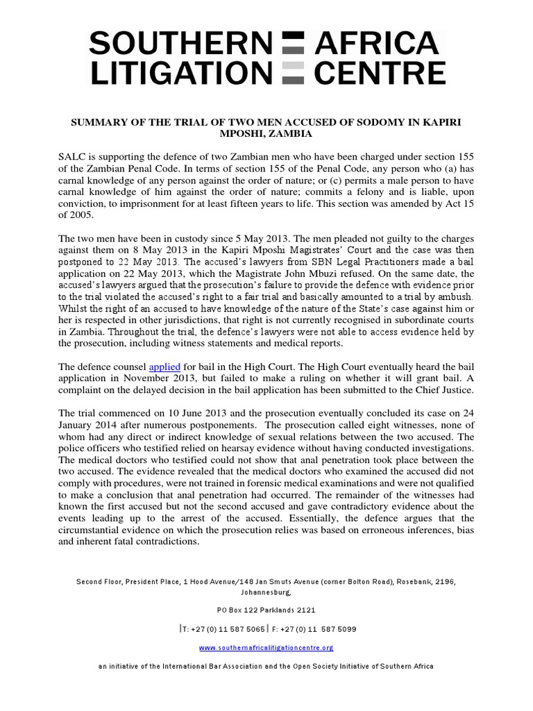 Summary of Kapiri Mposhi Case | PDF | Bail | Witness