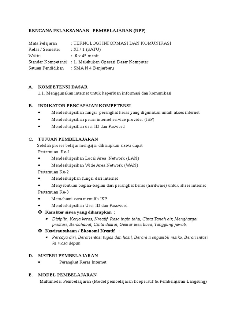 RPP BK Tik Kelas Xi | PDF | Karier & Perkembangan | Komputer