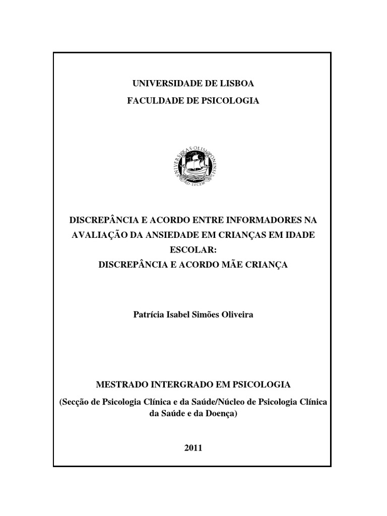 SCARED-R Versão Pais e Crian | PDF | Transtorno de pânico | Transtorno de ansiedade social