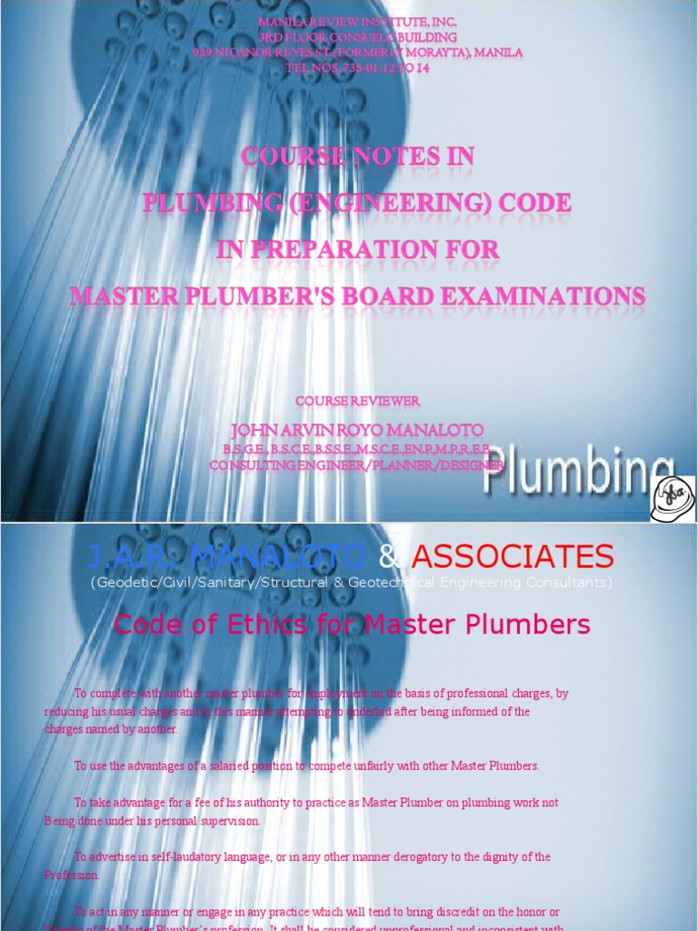 Code of Ethics for Master Plumbers | PDF | Pump | Plumbing