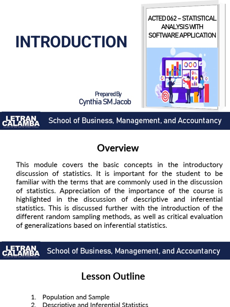 ACTED062 Lesson 1-Introduction | PDF | Statistics | Sampling (Statistics)