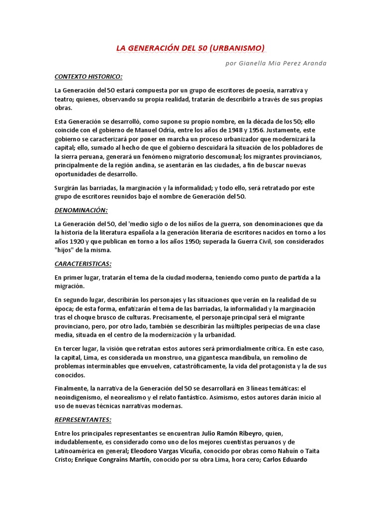 La Generacion Del 50 | PDF | Perú