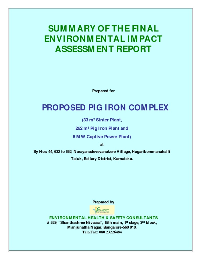 SLR English Exe - Summary | PDF | Blast Furnace | Environmental Impact Assessment
