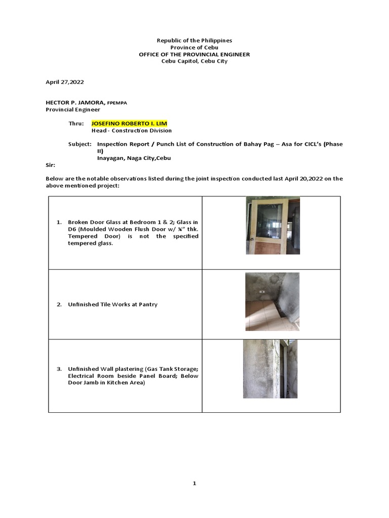 Punchlist Report Phase 2 | PDF | Door | Building Materials