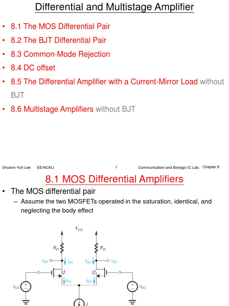 CCH - 8 - Differential and Multistage Amplifier | PDF | Amplifier | Bipolar Junction Transistor