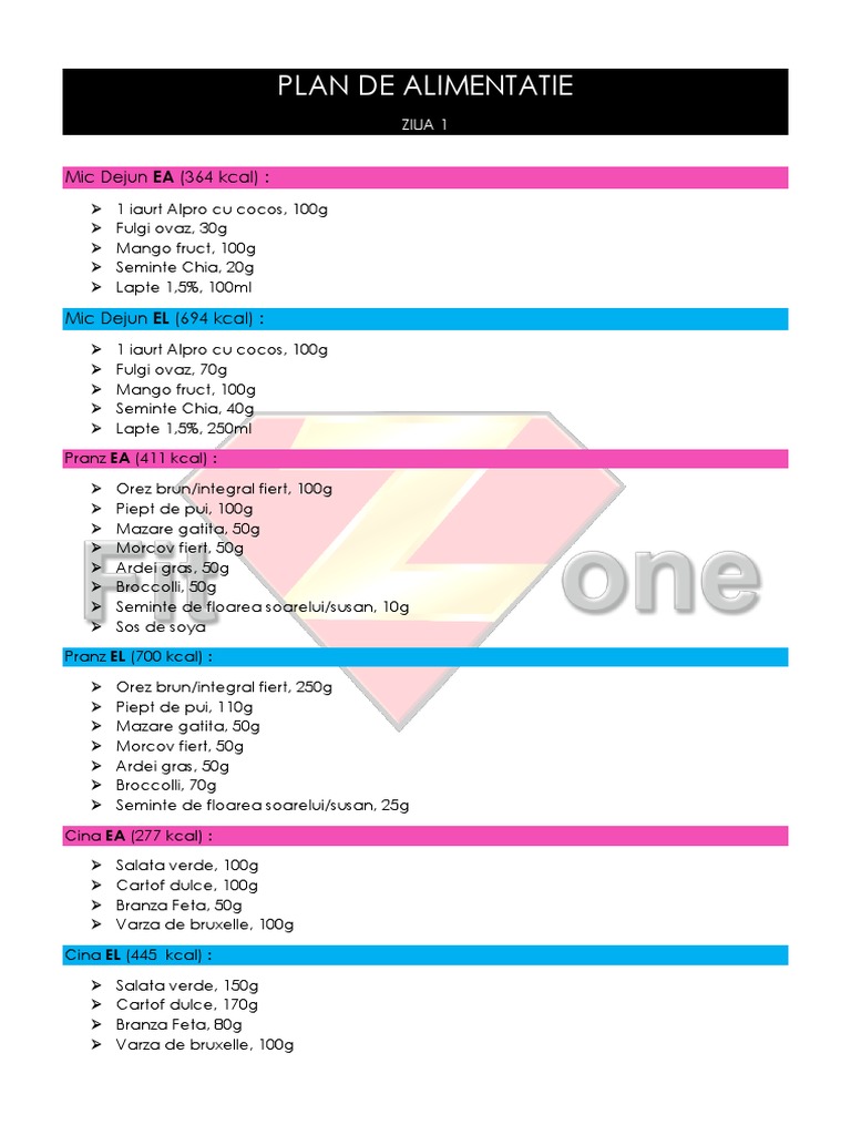 Plan de Alimentatie | PDF