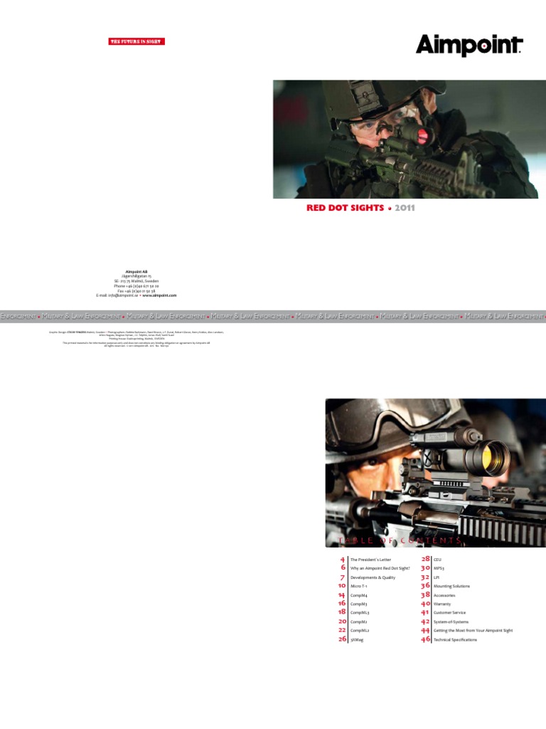 2011 Aimpoint LE/MIL Catalog | PDF | Telescopic Sight | Infrared