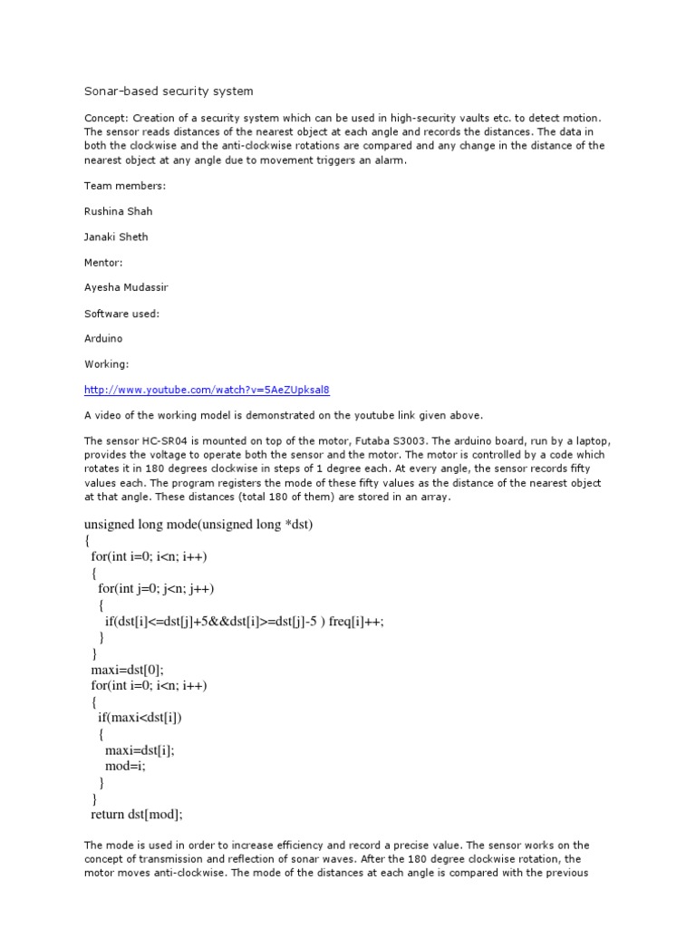 Sonar Based Security System - Final Project Report | PDF | Security Alarm | Computing