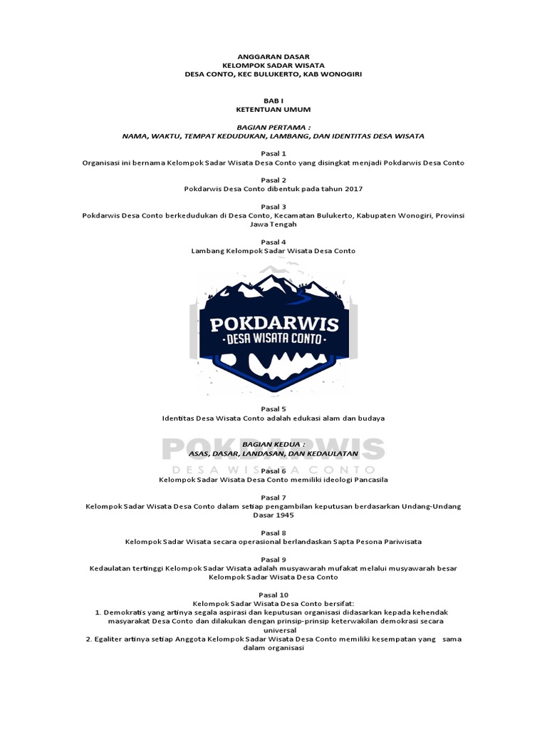 Draft Ad-Art Pokdarwis Conto | PDF