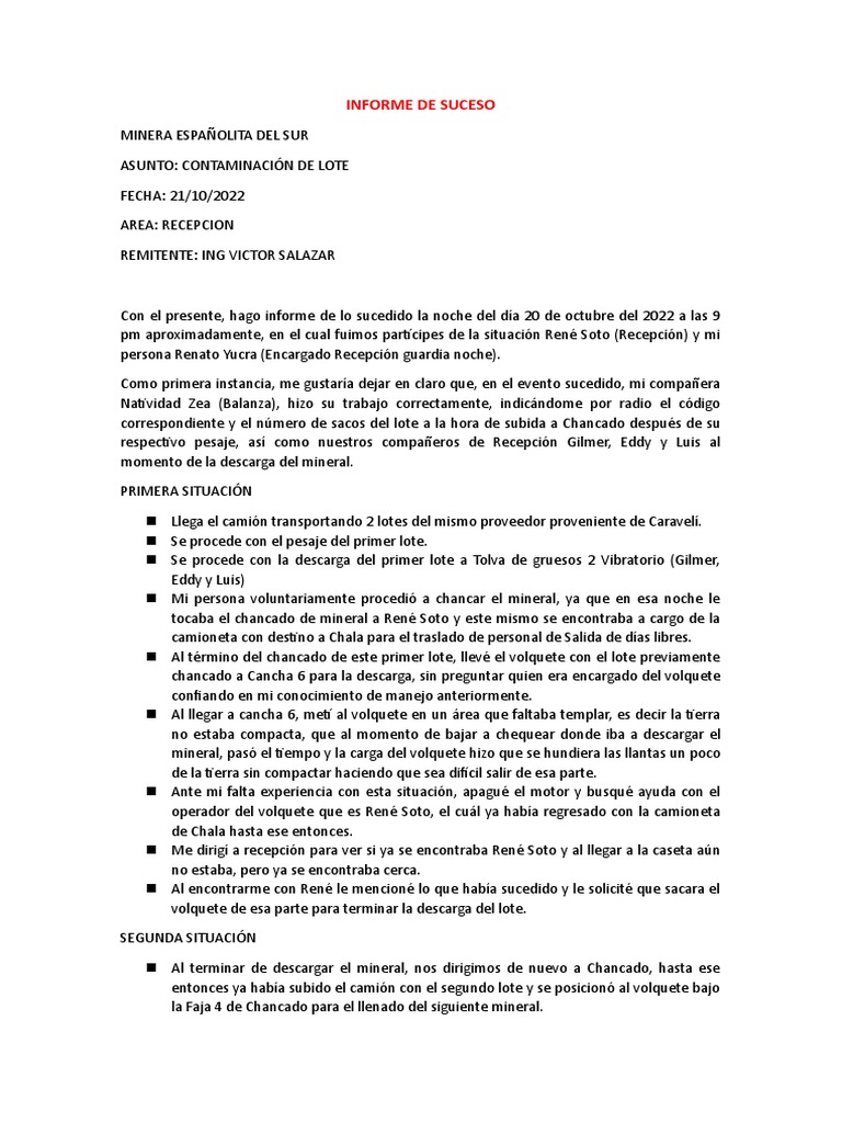 Informe de Suceso | PDF