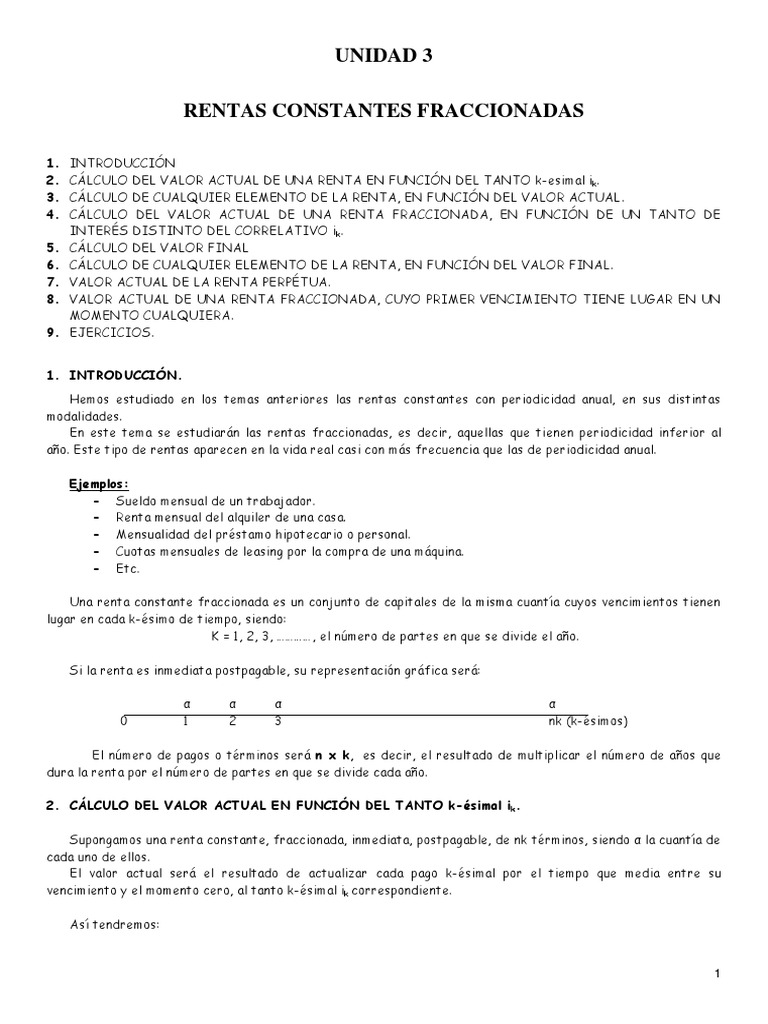 Rentas Constantes Fraccionadas | PDF