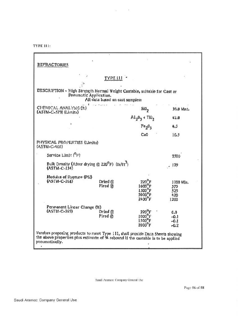 Type 111 Material - Data Sheet - Saudi Aramco | PDF
