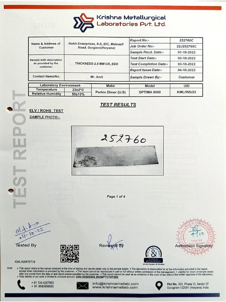 Elv Test Report 2.5 MM | PDF